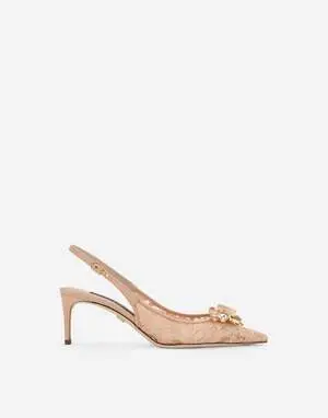 Dolce & Gabbana Rainbow Lace Slingbacks In Lurex Lace Pumps And Slingback Lace - Pink