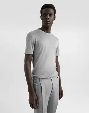 Dolce & Gabbana Short-sleeved Silk T-shirt T-shirts And Polos Gray - Grey