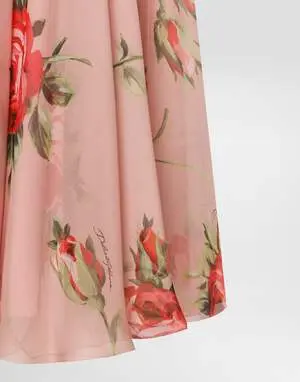 Dolce & Gabbana Rose Bouquet-print Chiffon Circle Skirt Skirts