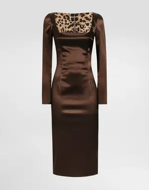 Dolce & Gabbana Dress In Stretch Satin Dresses Satin - Brown