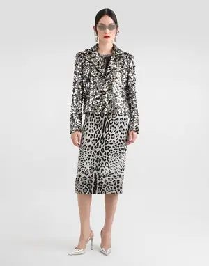 Dolce & Gabbana Leopard Charmeuse Pencil Skirt