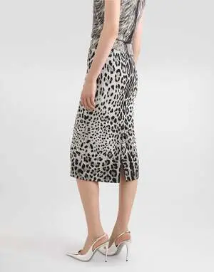 Dolce & Gabbana Leopard Charmeuse Pencil Skirt