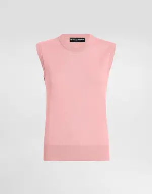 Dolce & Gabbana Cashmere Tank Top With Inside-out Seams Sweaters And Cardigans - Pink