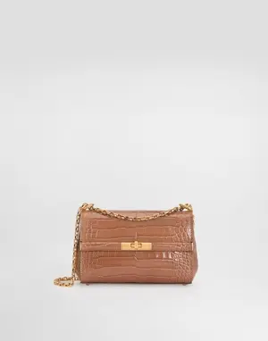 Dolce & Gabbana Marlene City Mini Shoulder Bag In Polished Alligator Collection - Turtle Dove