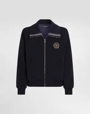 Dolce & Gabbana Jersey Sweatshirt With Patch Coats And Jackets - Blue