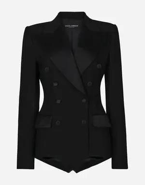 Dolce & Gabbana Double-breasted Tuxedo Jacket Bodysuit Shirts And Tops Fabric - Black