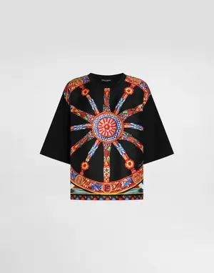 Dolce & Gabbana Carretto-print Jersey T-shirt - Multicolor