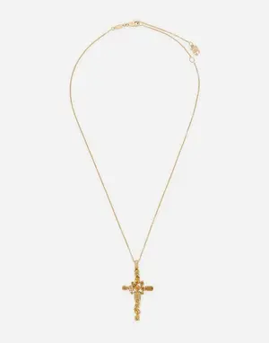 Dolce & Gabbana 18-carat Yellow Citrine Quartz Cross Pendant Necklace - Gold