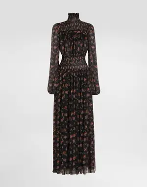 Dolce & Gabbana Floral-print Long Chiffon Dress Dresses - Multicolor