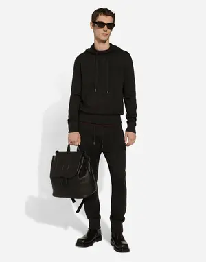 Dolce & Gabbana Wool And Silk Hoodie With Dg Patch Sweatshirts