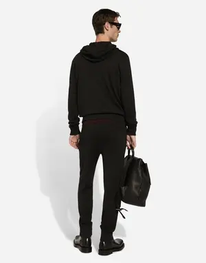 Dolce & Gabbana Wool And Silk Hoodie With Dg Patch Sweatshirts