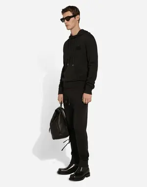 Dolce & Gabbana Wool And Silk Hoodie With Dg Patch Sweatshirts
