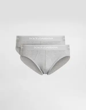 Dolce & Gabbana Bi-pack Underwear Briefs In Stretch Cotton Underwear And Loungewear Gray - Grey