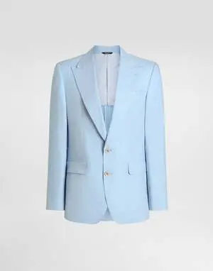Dolce & Gabbana Sicilia Single-breasted Linen Jacket Suits And Blazers Light Blue Linen - Azure