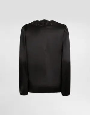 Dolce & Gabbana Stretch Satin Blouse With Lace Detail