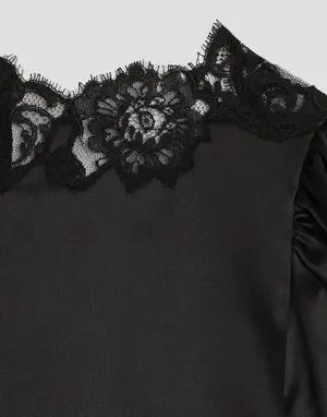 Dolce & Gabbana Stretch Satin Blouse With Lace Detail