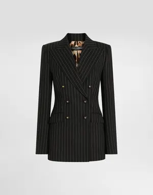 Dolce & Gabbana Double-breasted Pinstripe Wool Jacket Blazers Wool - Multicolor