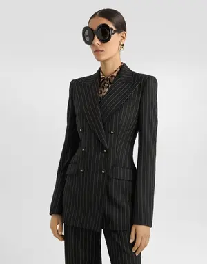 Dolce & Gabbana Double-breasted Pinstripe Wool Jacket Blazers Wool