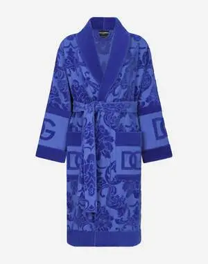Dolce & Gabbana Bath Robe In Terry Cotton Jacquard Monochrome Bathrobes - Multicolor