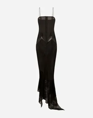 Dolce & Gabbana Strapless Lace Patchwork Dress Dresses Jersey - Black