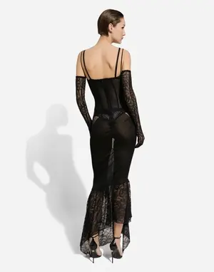 Dolce & Gabbana Strapless Lace Patchwork Dress Dresses Jersey