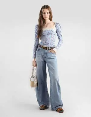 Dolce & Gabbana Small Rose-print Charmeuse Top Shirts And Tops