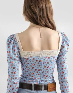 Dolce & Gabbana Small Rose-print Charmeuse Top Shirts And Tops