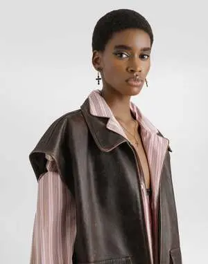 Dolce & Gabbana Bull Leather Vest Coats And Jackets