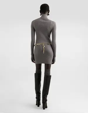 Dolce & Gabbana Turtleneck Long Dress In Wool Dresses Gray