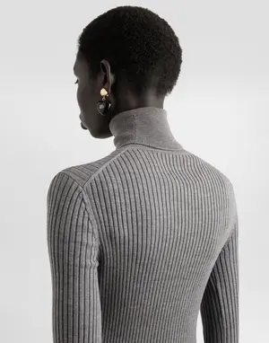 Dolce & Gabbana Turtleneck Long Dress In Wool Dresses Gray