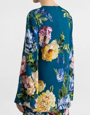 Dolce & Gabbana Peony-print Charmeuse Top Collection
