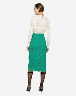 Dolce & Gabbana Cashmere And Silk Lace Inlay Cardigan - White