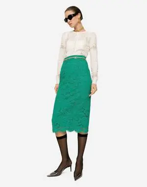 Dolce & Gabbana Cashmere And Silk Lace Inlay Cardigan - White