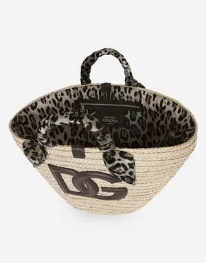 Dolce & Gabbana Medium Raffia Shopper With Leopard Print Detailing - Multicolor