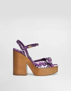 Dolce & Gabbana Majolica-print Wedge Sandal Sandals And Wedges - Multicolor