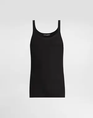 Dolce & Gabbana Ribbed Cotton Tank Top T-shirts And Polos Cotton - Brown
