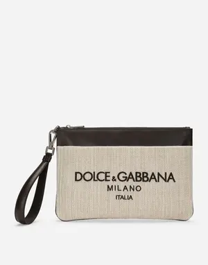 Dolce & Gabbana Canvas Pouch Briefcase And Clutches Cotton - Beige