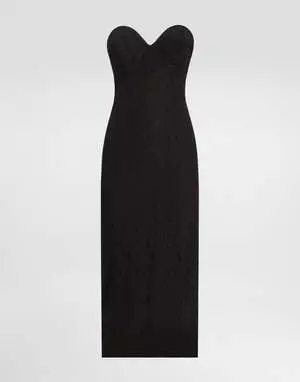 Dolce & Gabbana Strapless Lace Dress With Conical Cups Dresses - Black