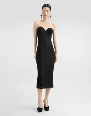 Dolce & Gabbana Strapless Lace Dress With Conical Cups Dresses