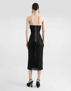 Dolce & Gabbana Strapless Lace Dress With Conical Cups Dresses