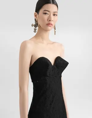 Dolce & Gabbana Strapless Lace Dress With Conical Cups Dresses