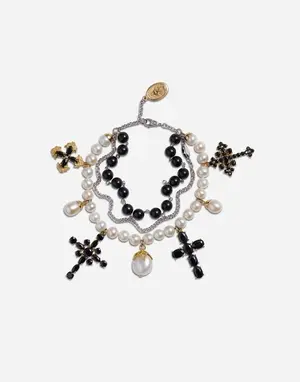 Dolce & Gabbana 18-carat White, Yellow, And Black Sapphire And Jade Bracelet With Pearls - Gold