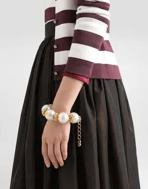 Dolce & Gabbana Maxi-sphere Bracelet With Dg Logo - White