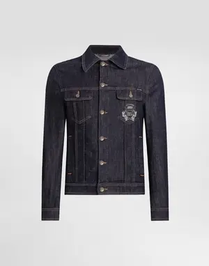 Dolce & Gabbana Cotton Denim Jacket With Patch Denim Multi-colored - Multicolor