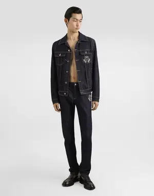 Dolce & Gabbana Cotton Denim Jacket With Patch Denim Multi-colored