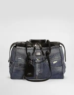 Dolce & Gabbana Vittoria Handbag In Denim Patchwork Shoppers