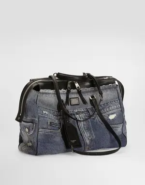 Dolce & Gabbana Vittoria Handbag In Denim Patchwork Shoppers