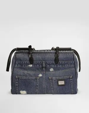 Dolce & Gabbana Vittoria Handbag In Denim Patchwork Shoppers