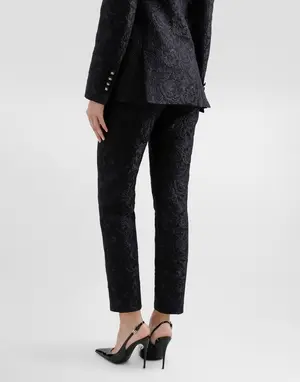 Dolce & Gabbana Tailored Quilted Floral Jacquard Trousers - Black
