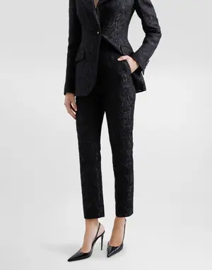 Dolce & Gabbana Tailored Quilted Floral Jacquard Trousers - Black